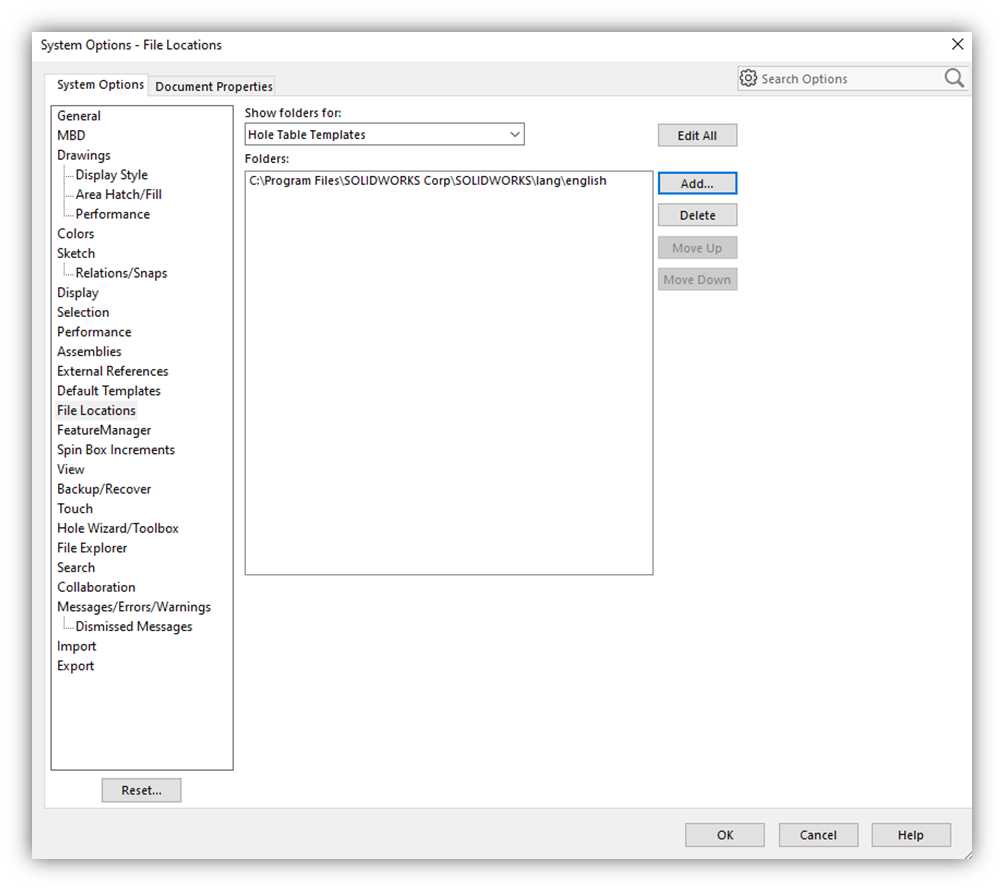 SOLIDWORKS Hole Callout File Error