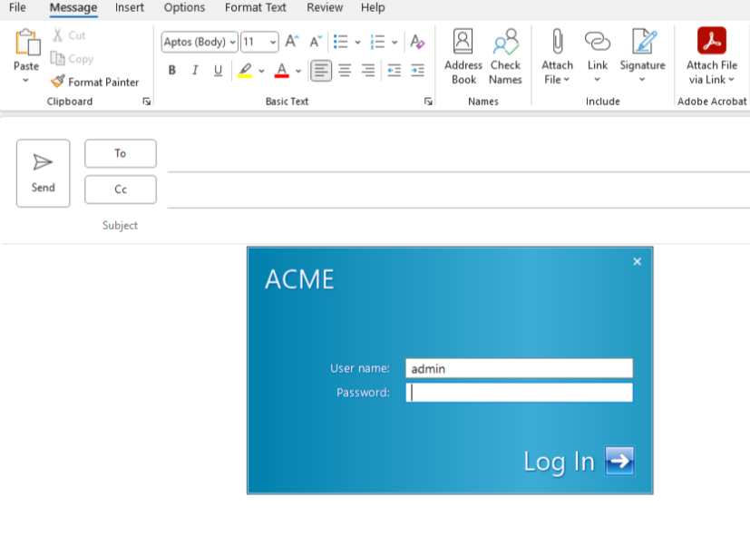 PDM Login Prompts in Outlook.